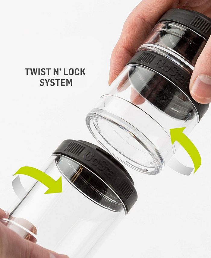 BlenderBottle Gostak Twist N' Lock Storage Jars, 4-Piece Starter Pak ...
