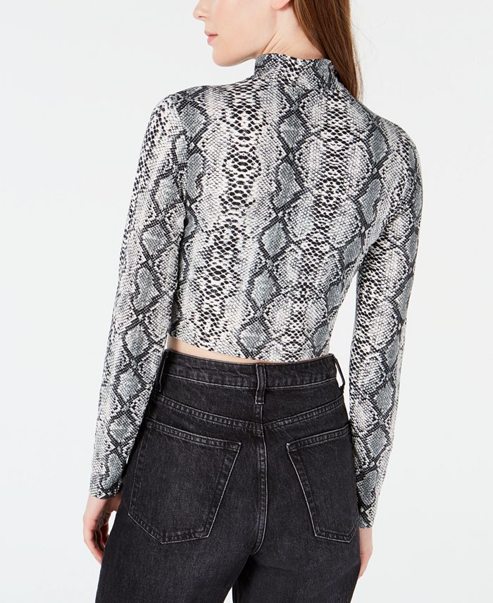 Waisted Cropped Zip-Front Top - Macy's