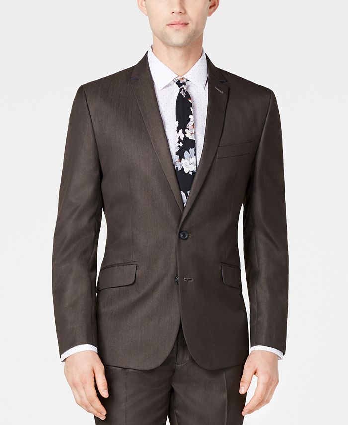 Billy London Men's Slim-Fit Brown Sharkskin Suit - Macy's
