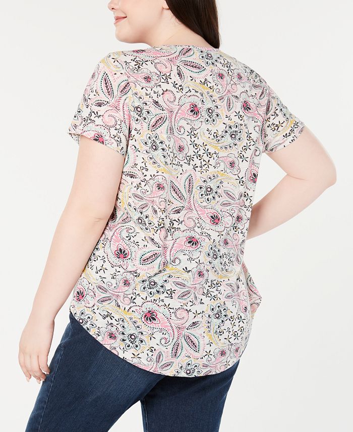 Style And Co Plus Size Mixed Print Peasant Top Created For Macys Macys