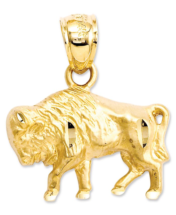 Macy's 14k Gold Charm, Diamond-Cut Buffalo Charm - Macy's