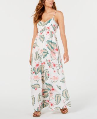 Roxy Juniors' Floral-Print Open-Back Maxi Dress - Macy's