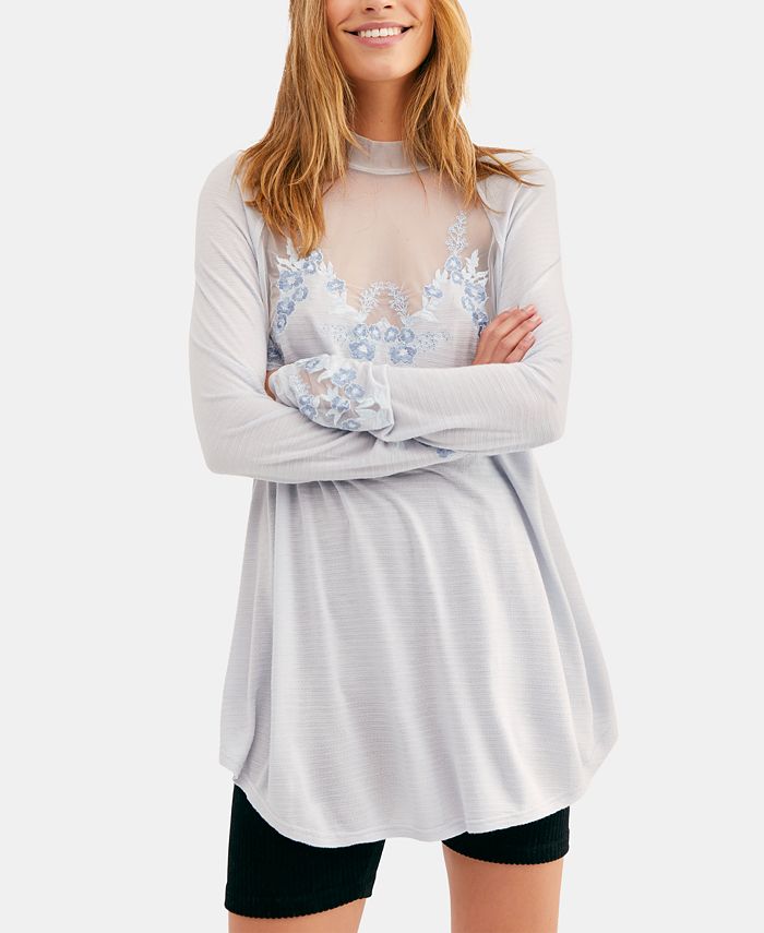 Free People Saheli Embroidered-Mesh Top - Macy's