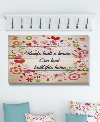 Design Art 'Hands built a house. Floral heart' Wood Wall Art - 40" x 20 ...
