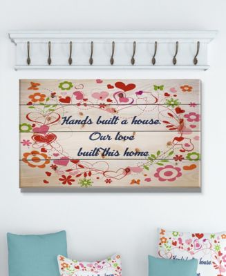 Design Art 'Hands built a house. Floral heart' Wood Wall Art - 40" x 20 ...