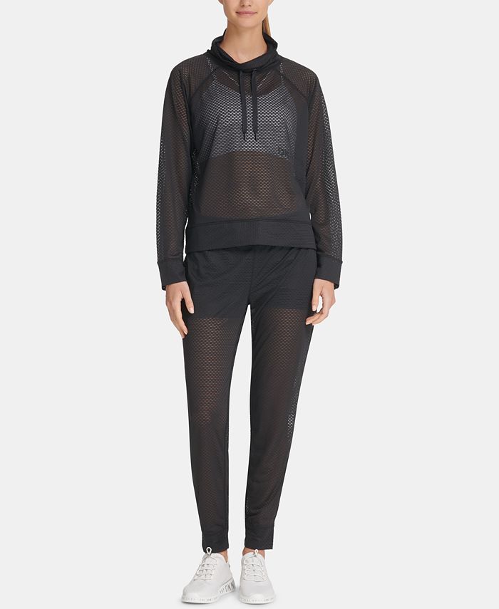DKNY Mesh Funnel-Neck Top & Reviews - Activewear - Women - Macy's