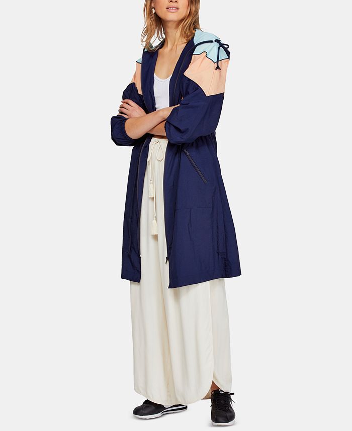 Free People Colorblocked Long Windbreaker - Macy's