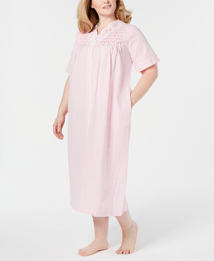 Miss Elaine Plus Size Seersucker Long Zipper Robe - Macy's