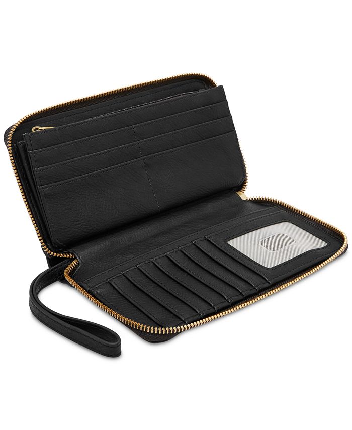 Fossil Women's Liza Leather Zip Around Wallet Wristlet - Macy's