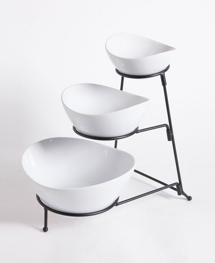 Laurie Gates Gracious Dining 3 Tier Bowl Server Set with Metal Stand ...