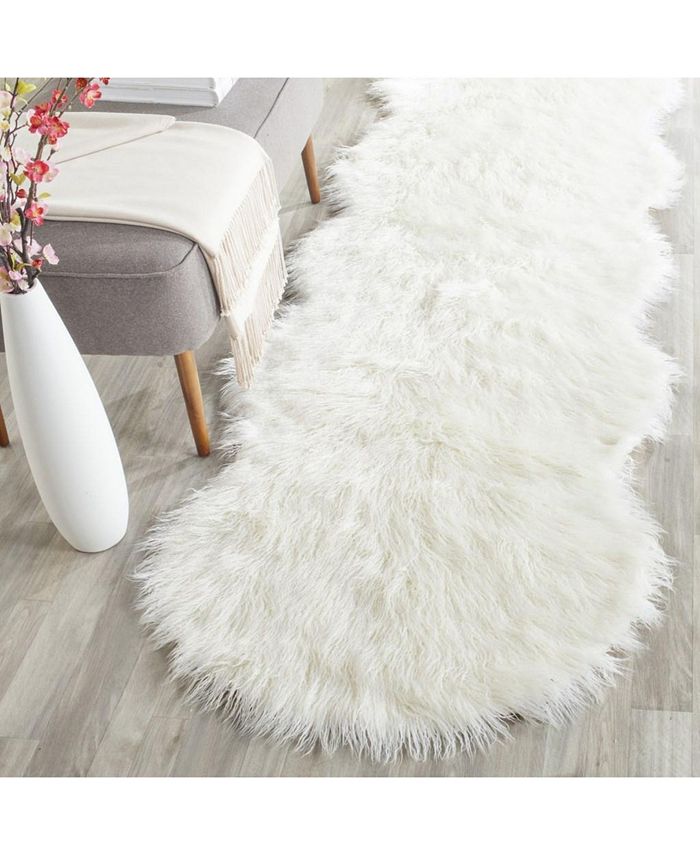 Safavieh Faux Sheep Skin Ivory 2'6" X 8' Runner Area Rug - Macy's
