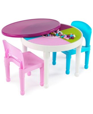 Kids Round Lego-compatible Table and 2 Chairs Set - Macy's