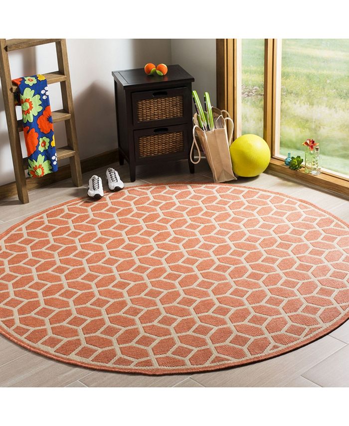 Safavieh Linden Rust and Creme 6'7" x 6'7" Round Area Rug - Macy's
