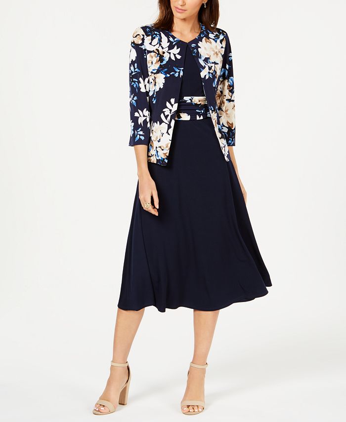 Jessica Howard Fit & Flare Dress & Printed Jacket - Macy's