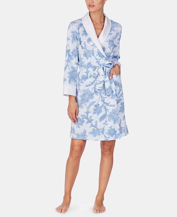Lauren Ralph Lauren Flower-Printed Long Sleeve Robe - Macy's