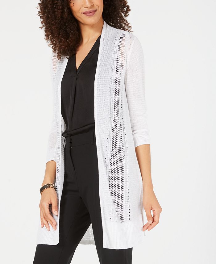 Alfani Long Mixed-Stitch Completer Cardigan, Created for Macy's - Macy's