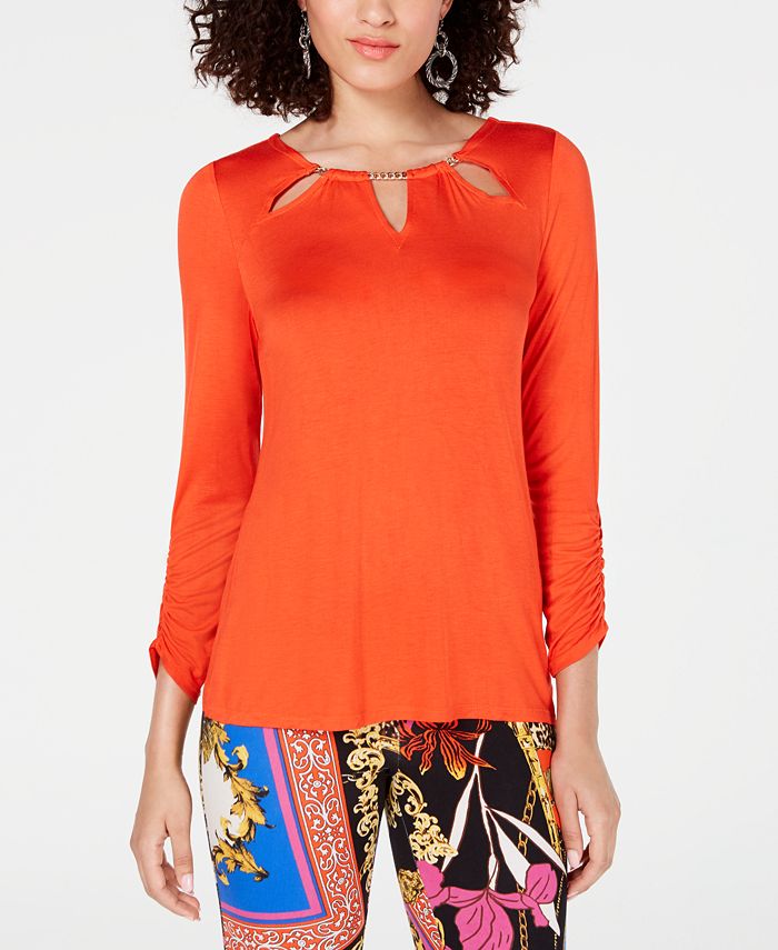 Thalia Sodi Embellished Neck Top, Created for Macy's - Macy's