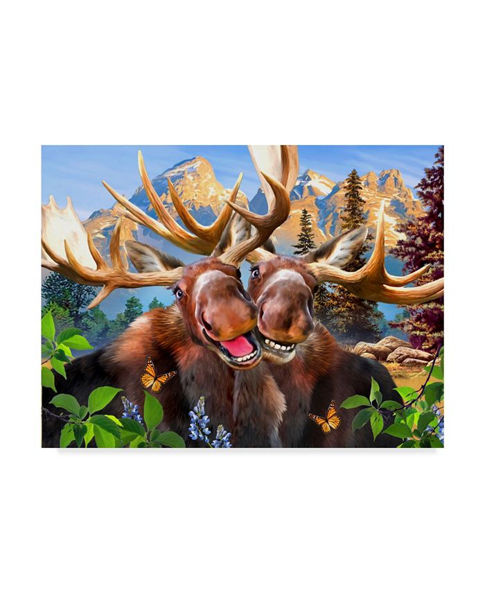 Trademark Global Howard Robinson 'Happy Moose' Canvas Art - 24" x 18" x ...