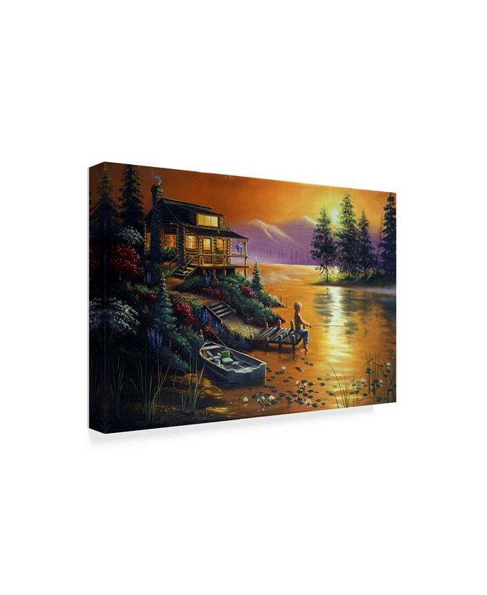 Trademark Global D. Rusty Rust 'Boy Fishing' Canvas Art - 24" x 16" x 2 ...