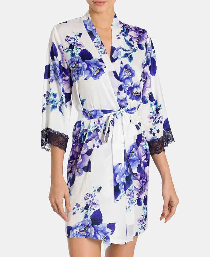Linea Donatella Anthea Shimmer Satin Wrap Robe - Macy's