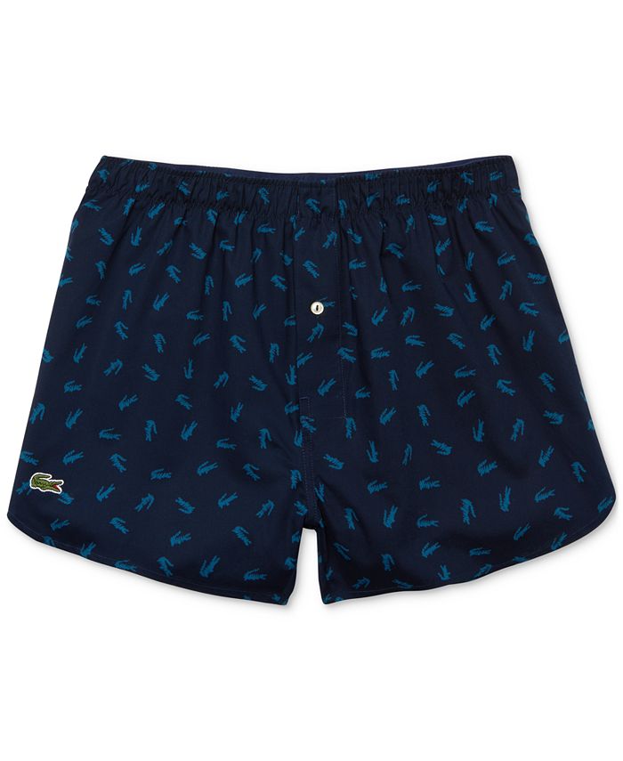 Lacoste Men's Signature-Print Cotton Woven Boxers - Macy's