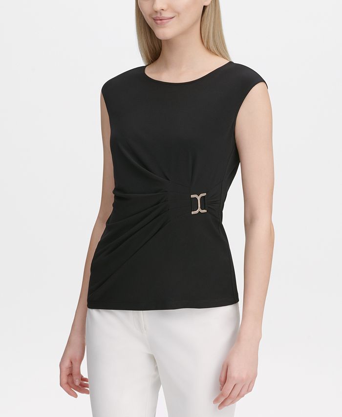 Calvin Klein Ruched Hardware Top & Reviews - Tops - Women - Macy's