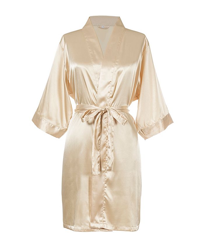 Cathy's Concepts Bride Gold Satin Robe - Macy's