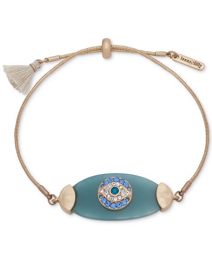 lonna & lilly Gold-Tone Green Evil Eye Slider Bracelet - Macy's