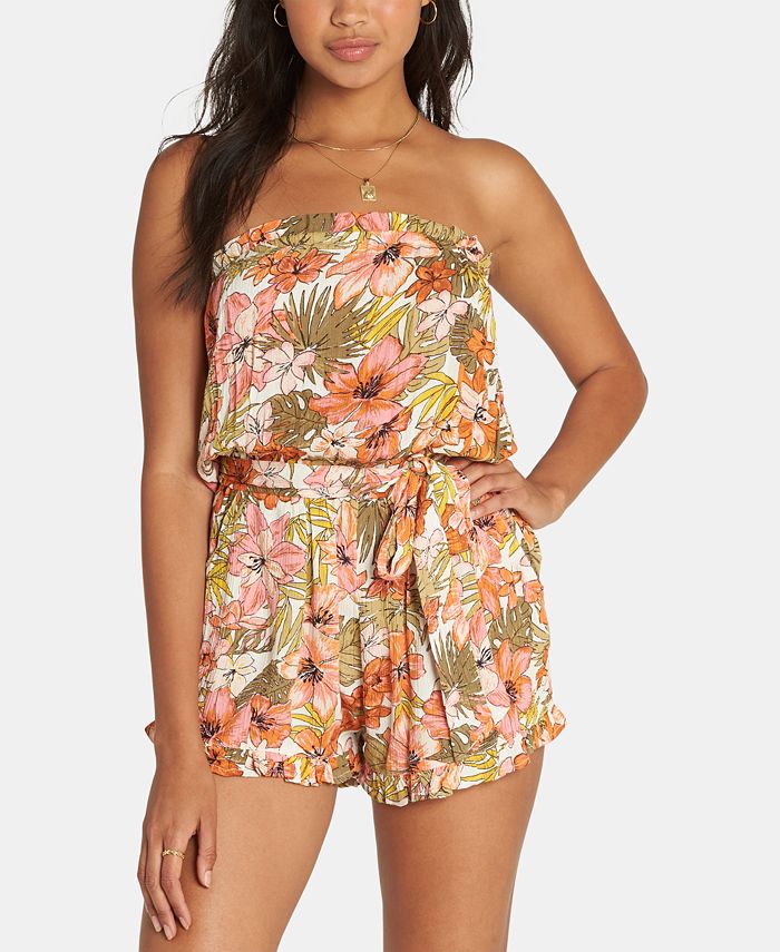 Billabong Juniors' Floral-Print Strapless Romper - Macy's