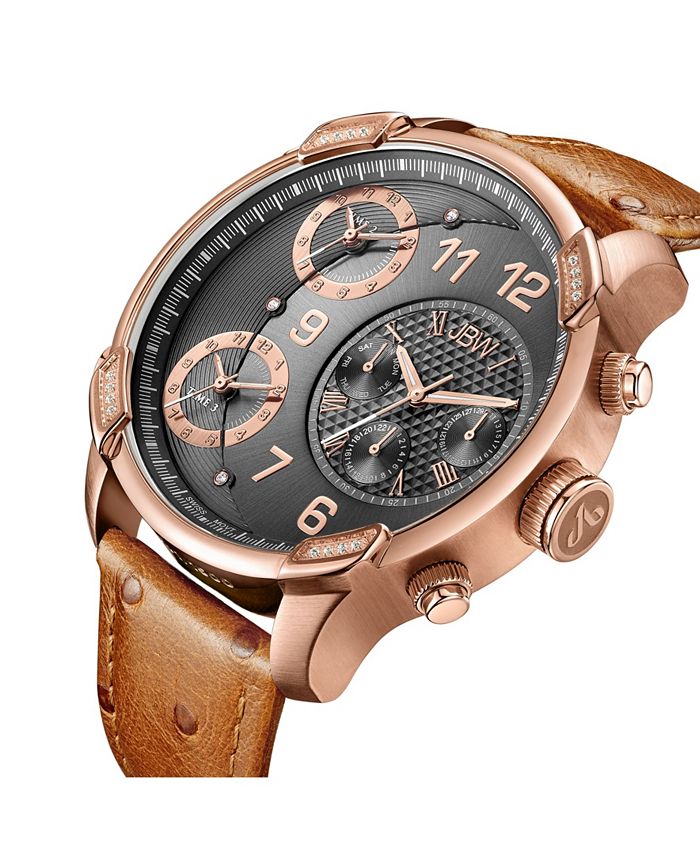 Jbw Men's Limited Edition G4 Leather Diamond (1/5 ct.t.w.) 18K Rose ...