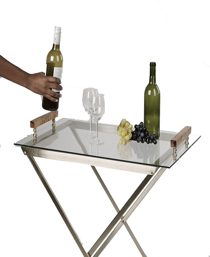 Mind Reader Glass Table with Removable Glass Tray For Serving Purposes ...