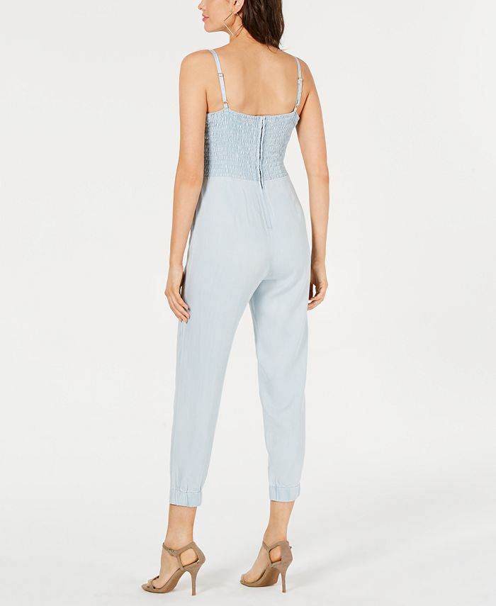 GUESS Ruffled Shirred Jumpsuit - Macy's