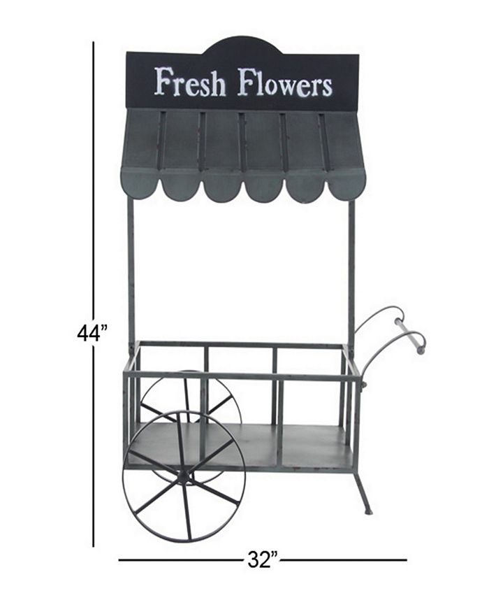 Rosemary Lane Farmhouse Iron Flower Cart with Roof - Macy's