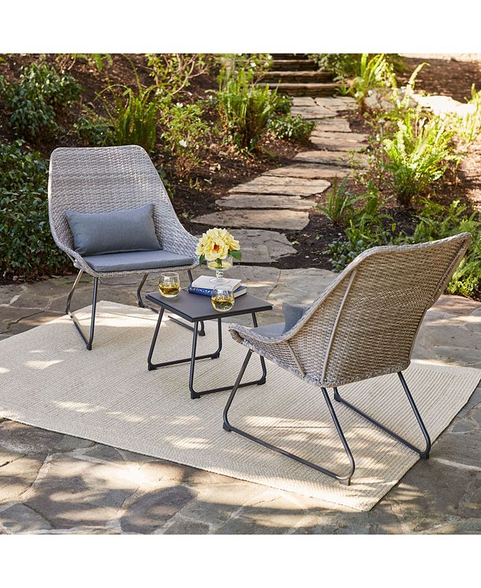 Hanover 3-Piece Wicker Chat Set - 33.4" x 26.7" x 33.5" - Macy's