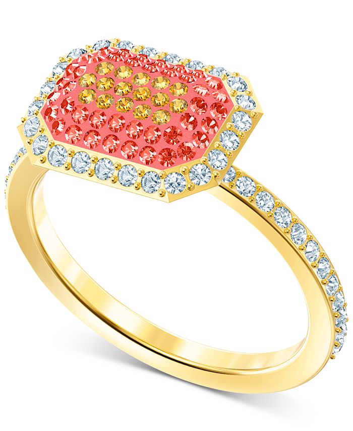 Swarovski Gold-Tone Colored Pavé Rectangular Ring - Macy's