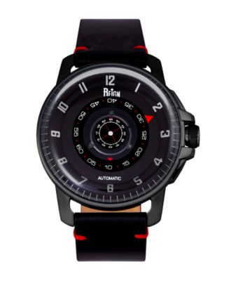 Reign Men Monarch Automatic Domed Leather-Band Watch - Black - Macy's