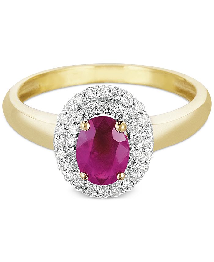 Macy's Ruby (9/10 ct. t.w.) & Diamond (1/4 ct. t.w.) Ring in 10k Gold ...