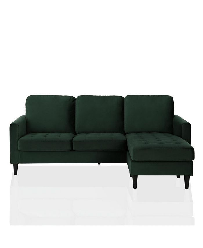 CosmoLiving by Cosmopolitan Strummer Velvet Reversible Sectional Sofa ...