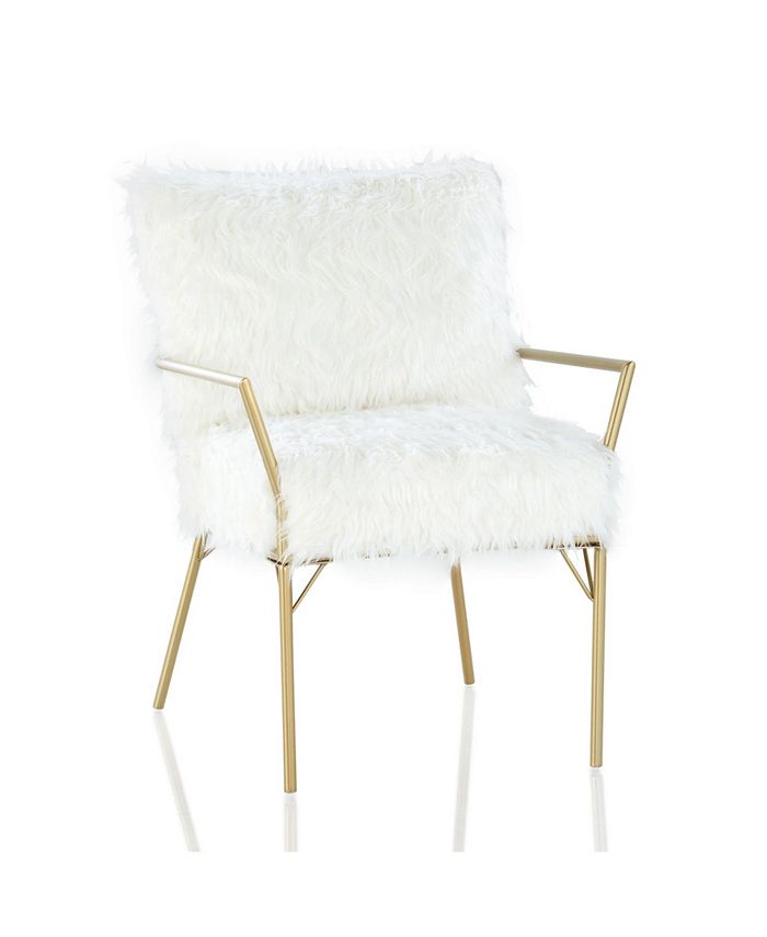 CosmoLiving by Cosmopolitan Sully Accent Chair with Faux Fur Cushions ...