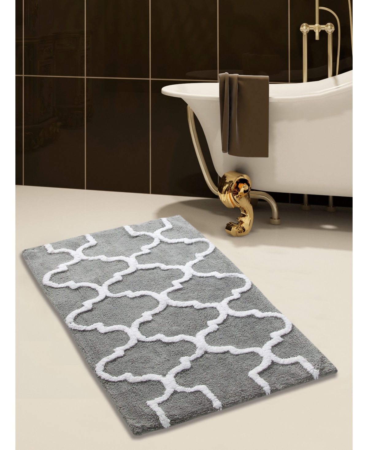 Click here for Saffron Fabs Geometric Non-Skid Cotton Bath Rug  2... prices