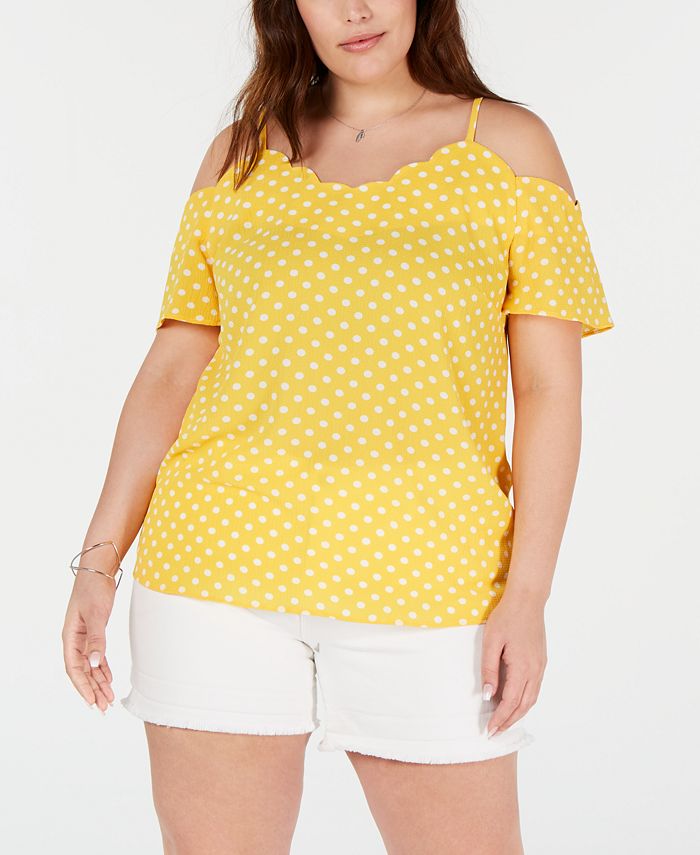 Monteau Trendy Plus Size Cold-Shoulder Top - Macy's