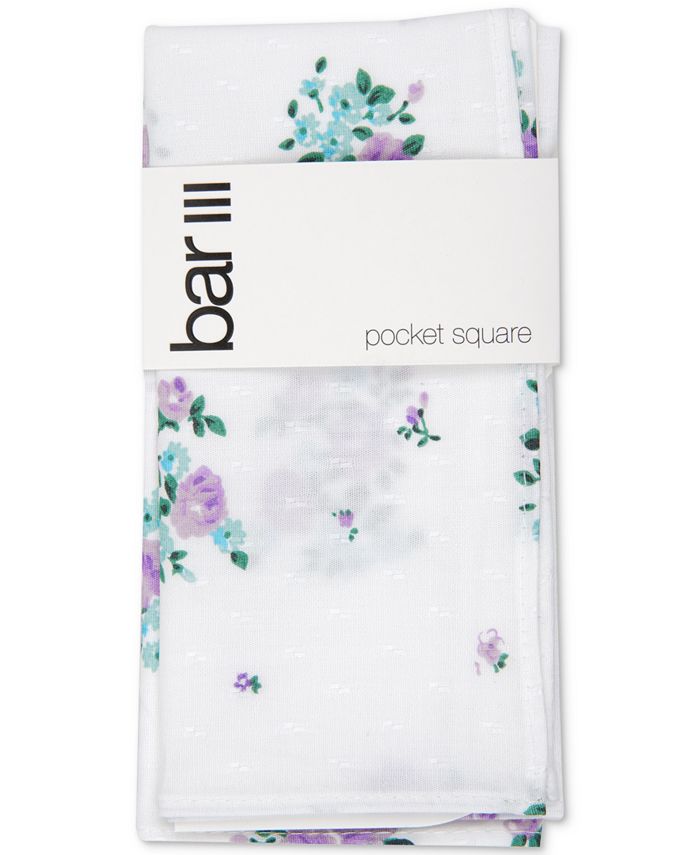 Bar III Men's Tossed Floral Dobby Pocket Square, Created for Macy's ...