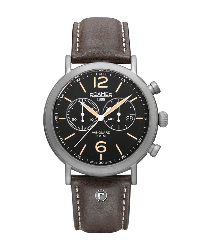 Roamer Men's Chronograph 42 mm Dress Watch in Steel Case on Strap - Macy's