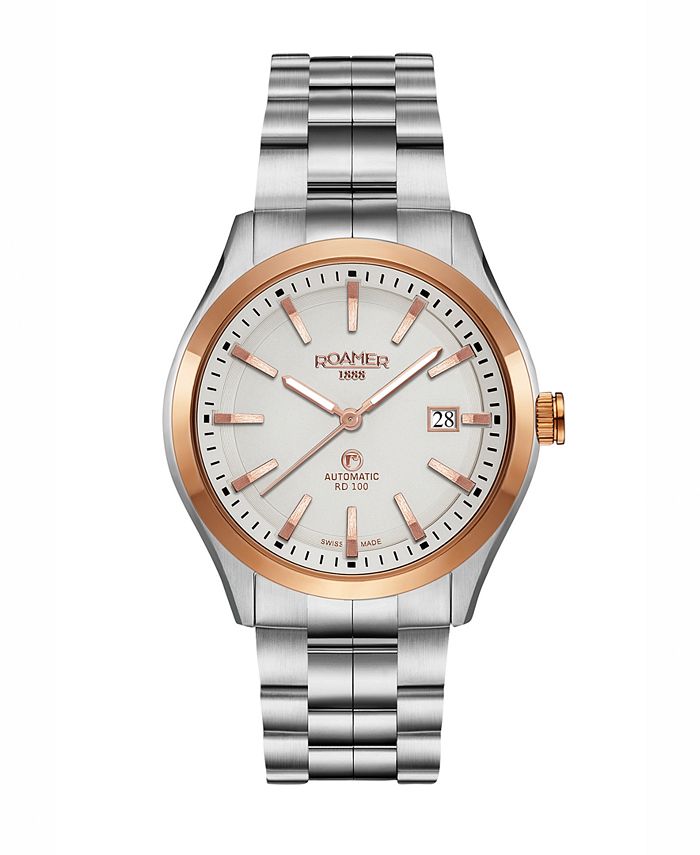 Roamer Men's 3 Hands Date 42 mm Dress Watch in Steel Case and Steel ...