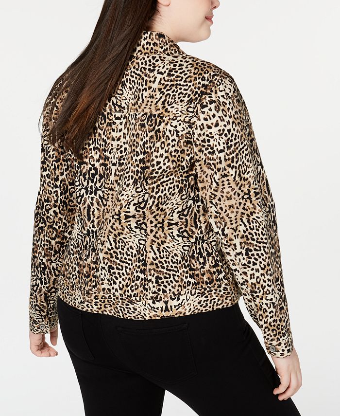 INC International Concepts I.N.C. Plus Size Leopard-Print Denim Jacket ...