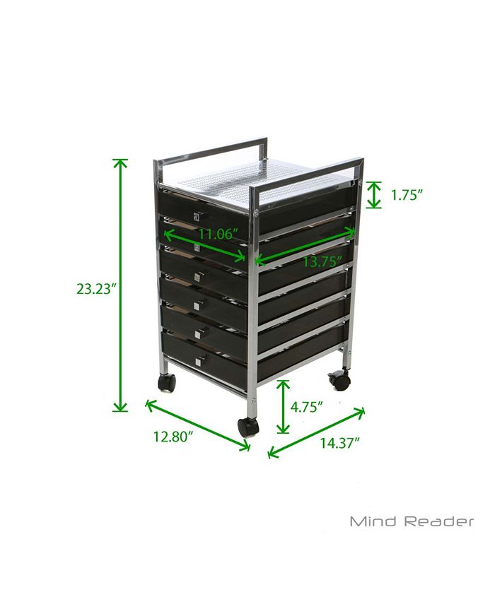 Mind Reader Rolling Storage Cart and Organizer with 6 Plastic Drawers ...