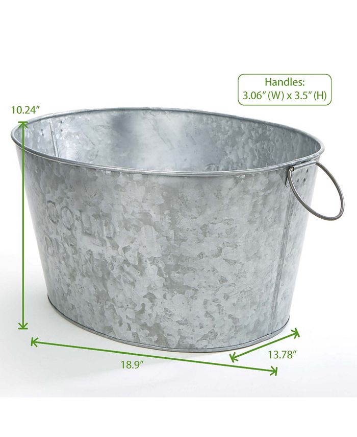Mind Reader Heavy Duty Oval Galvanized Iron Ice Bucket Beverage Chiller ...