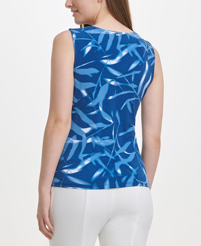 DKNY Printed Drape-Front Top - Macy's