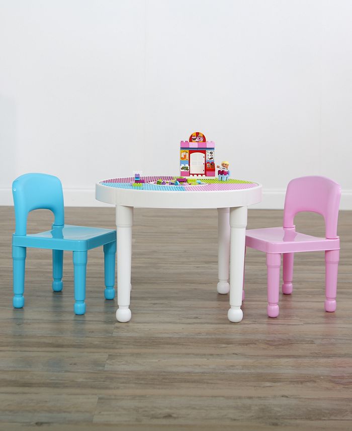 Humble Bee Kids Round Lego-compatible Table and 2 Chairs Set - Macy's