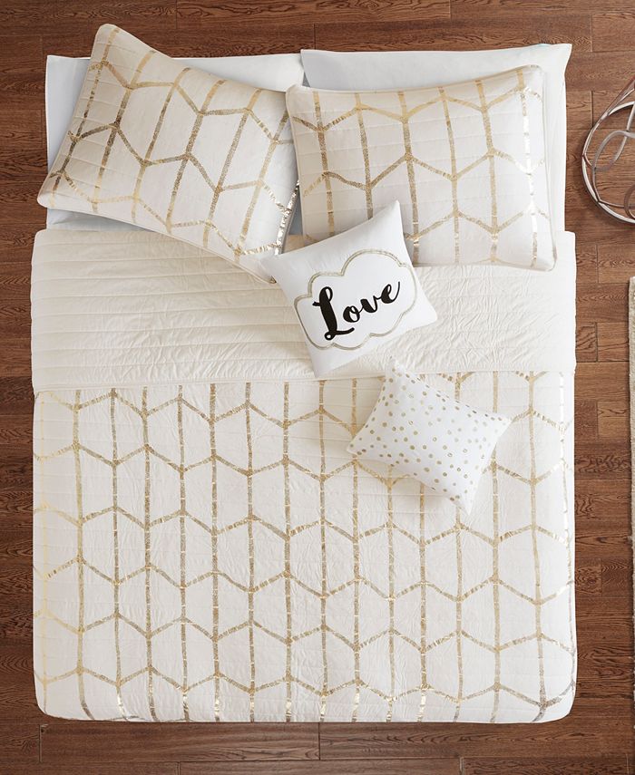 Intelligent Design Raina Full/Queen 5 Piece Metallic Printed Coverlet ...